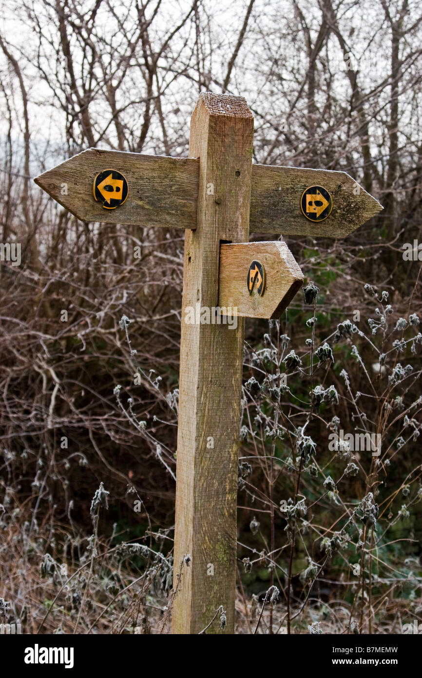 Wooden country footpath signpost Stock Photo - Alamy