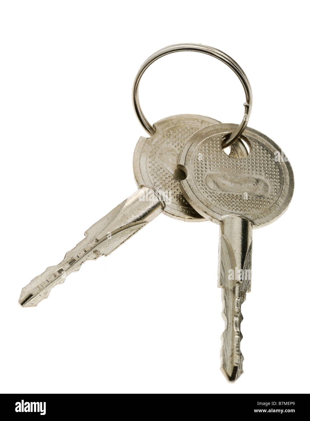 two iron key from lock Isolated at white background Stock Photo - Alamy