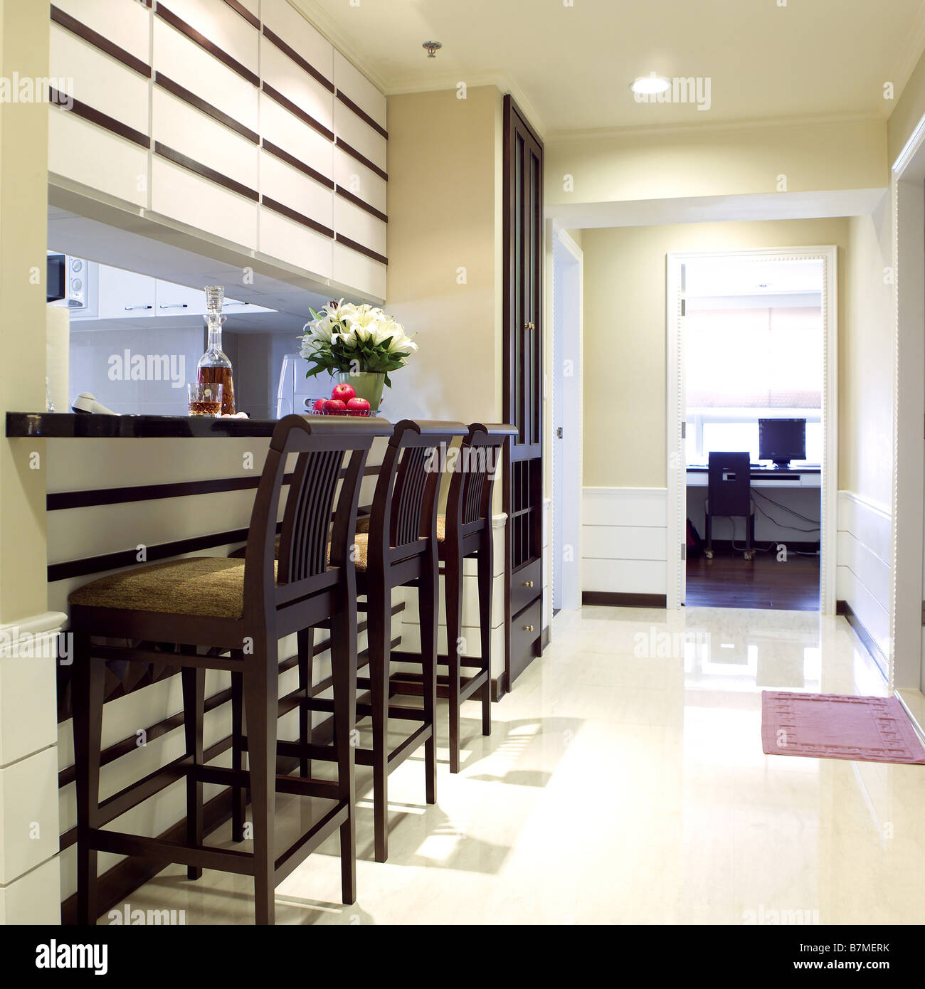 Hallway leading to a room with computer Stock Photo - Alamy