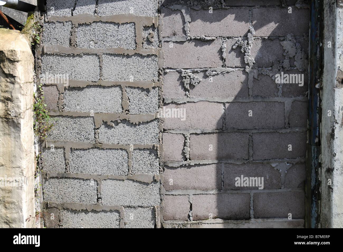 Newly built wall before plastering Stock Photo - Alamy