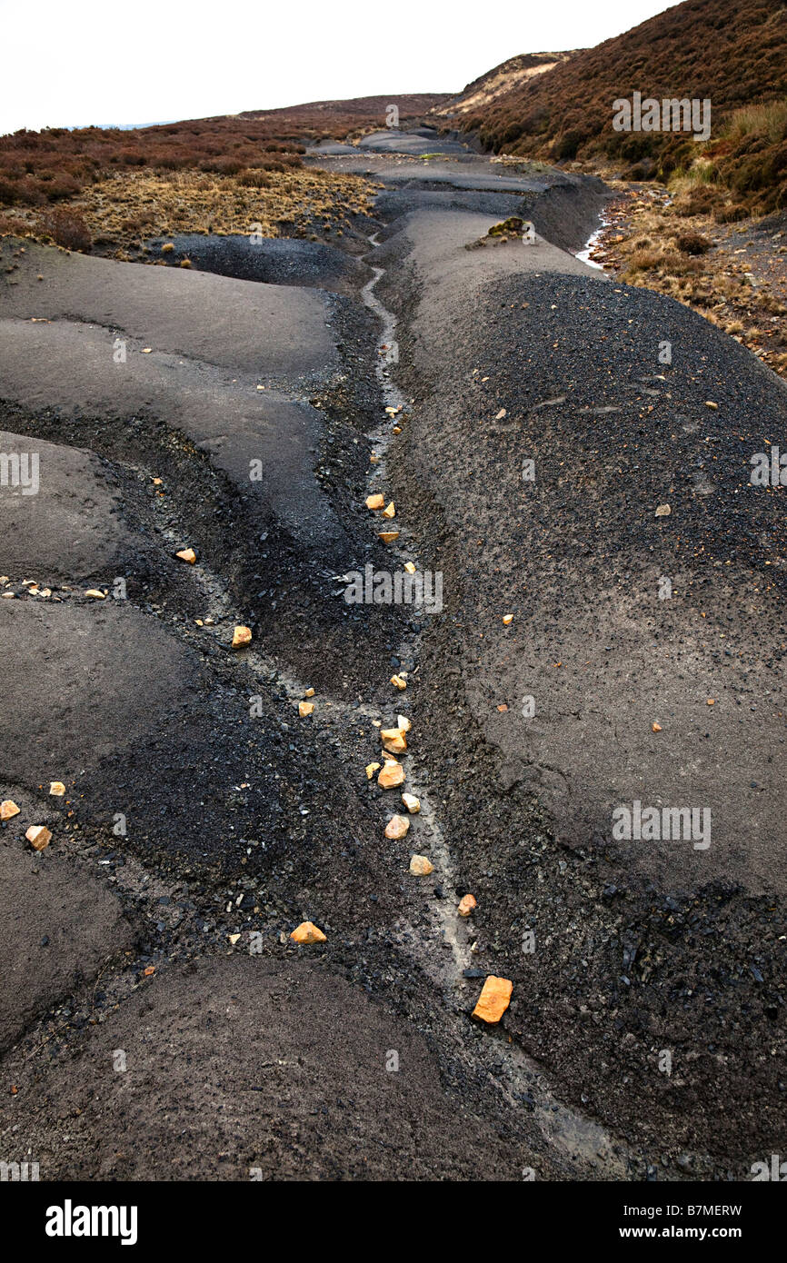 Eroded surface of old coal spoil heap Pwll Du Wales UK Stock Photo - Alamy