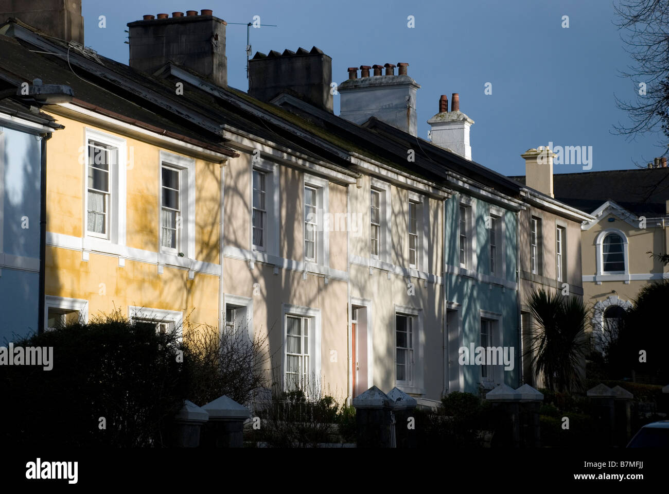 Terraced victorian architecture in Newton Abbott, Devon Stock Photo - Alamy
