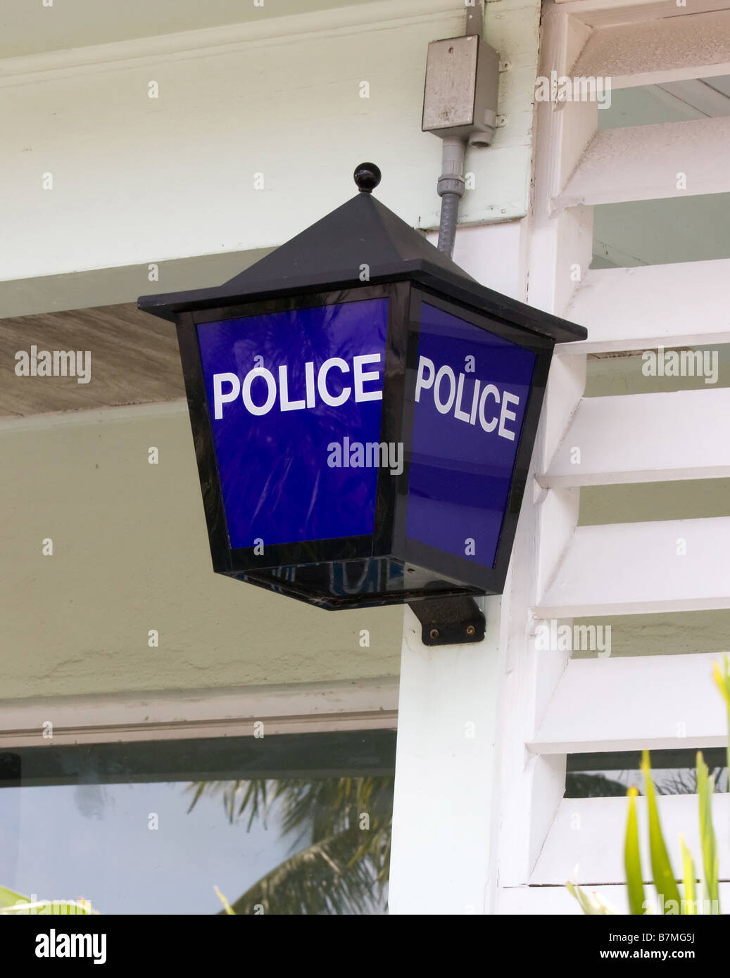 traditional blue police sign latern type light Stock Photo - Alamy