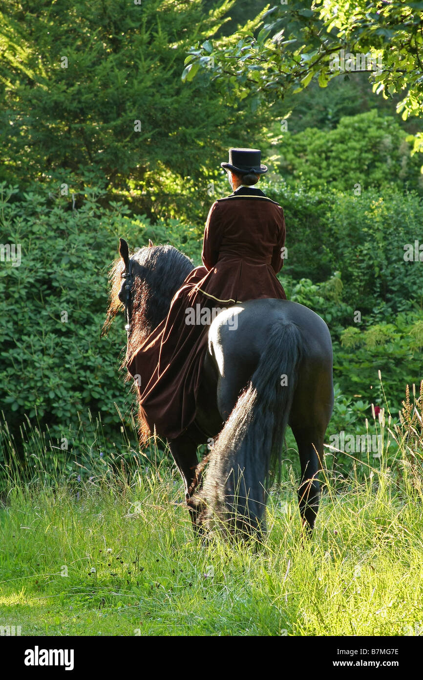 woman riding friesian Stock Photo - Alamy