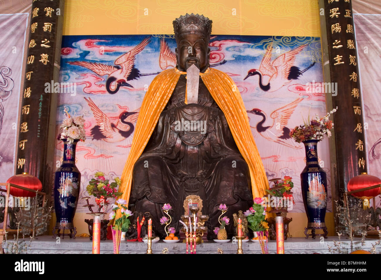 The City God at the Chenghuang Miao Tao temple in Xian in China Stock ...