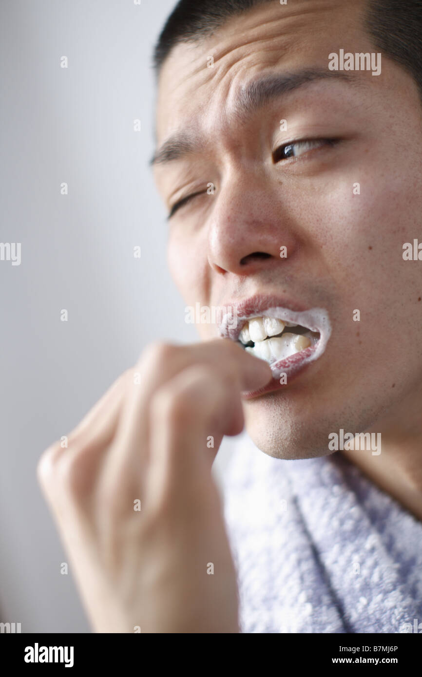 Man Brushing Teeth Stock Photo - Alamy