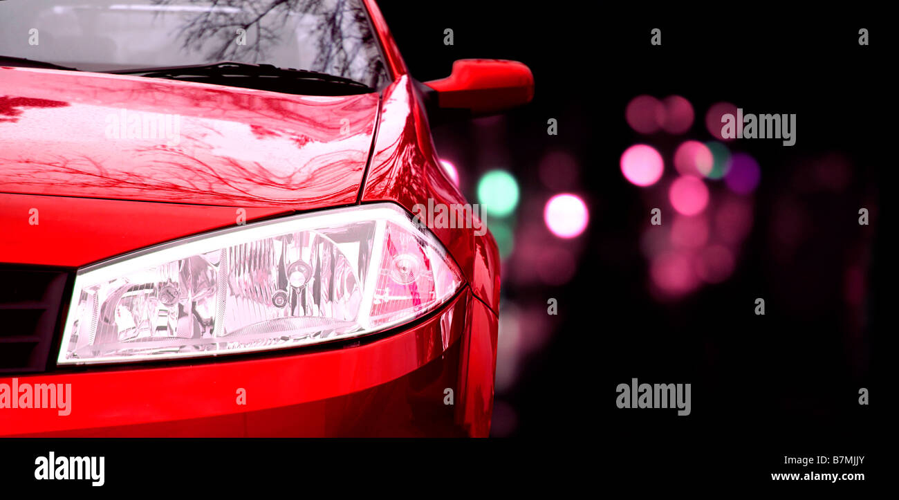 Car on the road view from the front Stock Photo - Alamy
