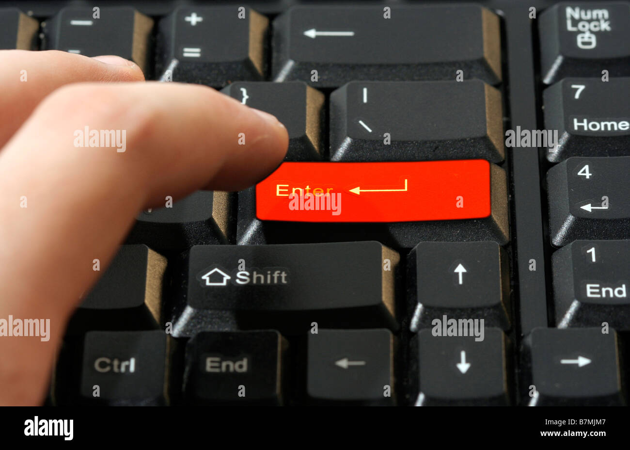 Close-up picture of a computer keyboard - red key enter Stock Photo - Alamy