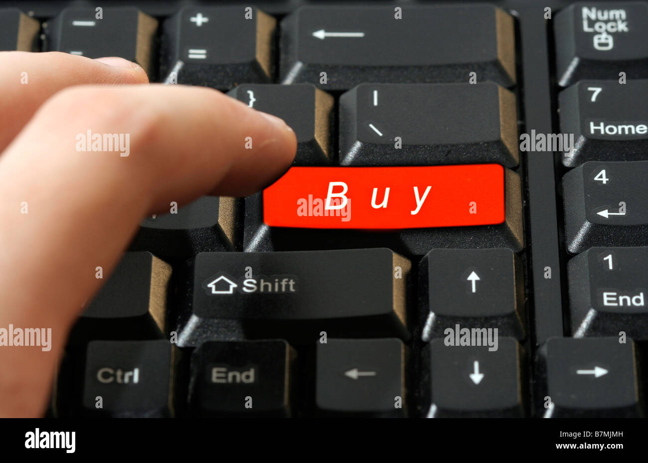 Close-up picture of a computer keyboard - red key buy Stock Photo - Alamy