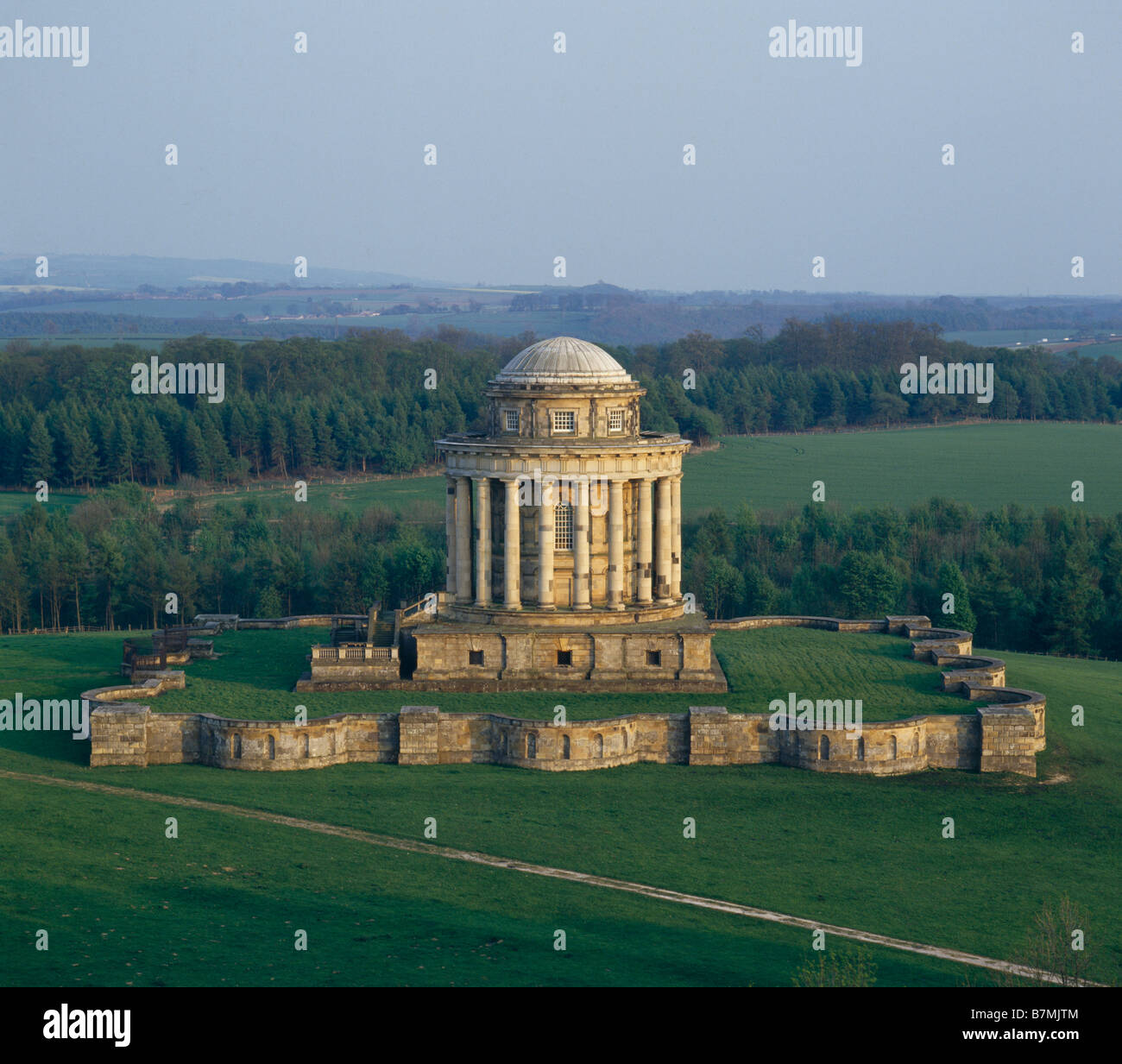 Castle Howard Mausoleum by Hawksmoor, aerial view Stock Photo - Alamy