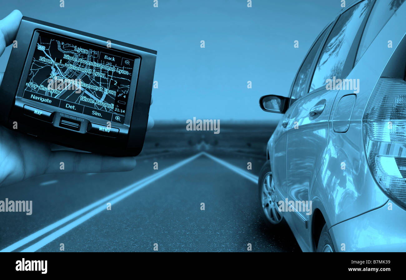 Car running on the highway gps guidance Stock Photo - Alamy