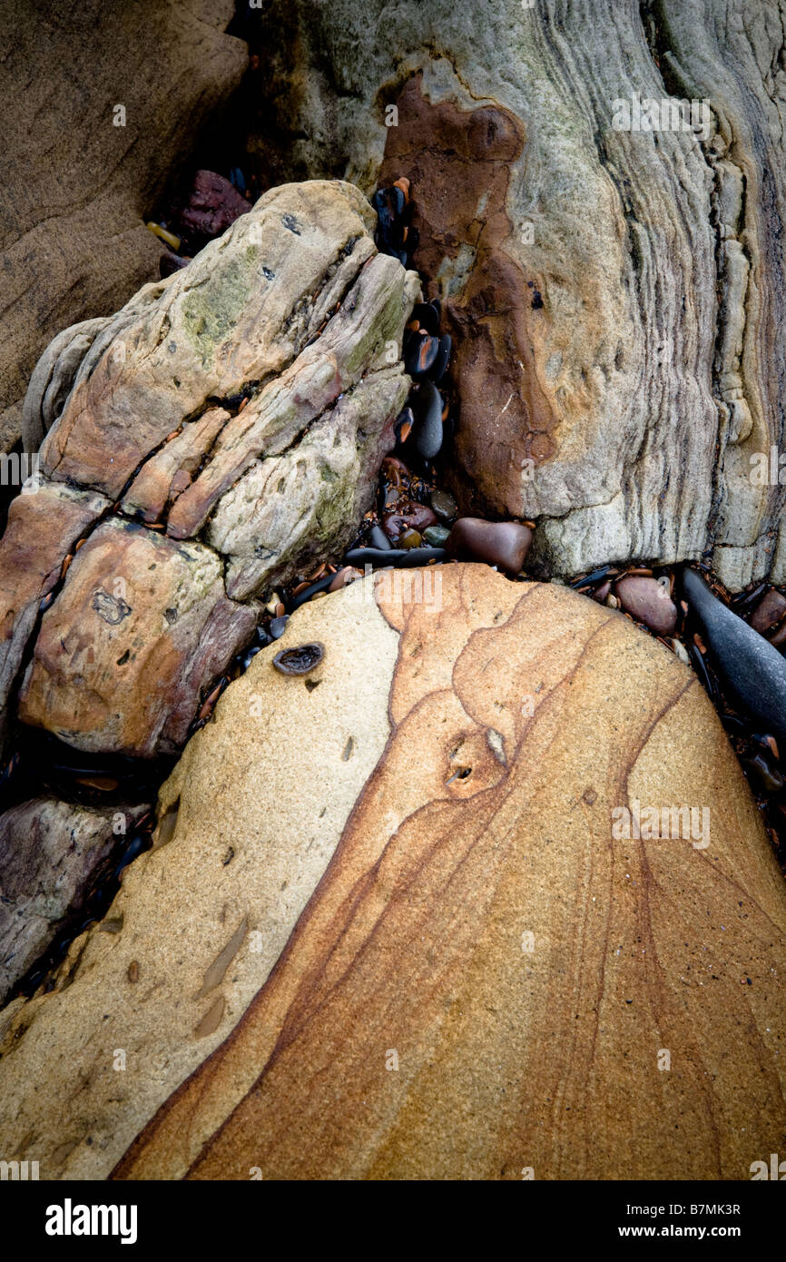 Erratic Boulders on the beach at Saltwick Bay North Yorkshire England ...