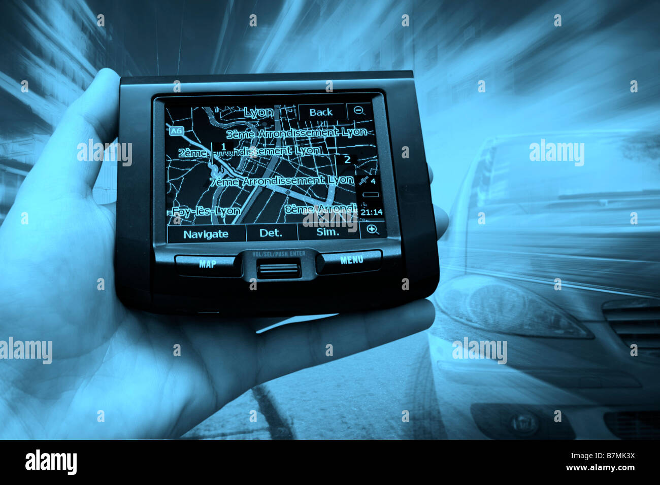 GPS in a mans hand Stock Photo - Alamy