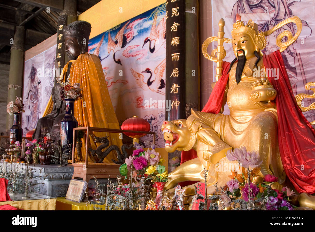 The City God and his guardian at the Chenghuang Miao Tao temple in Xian ...