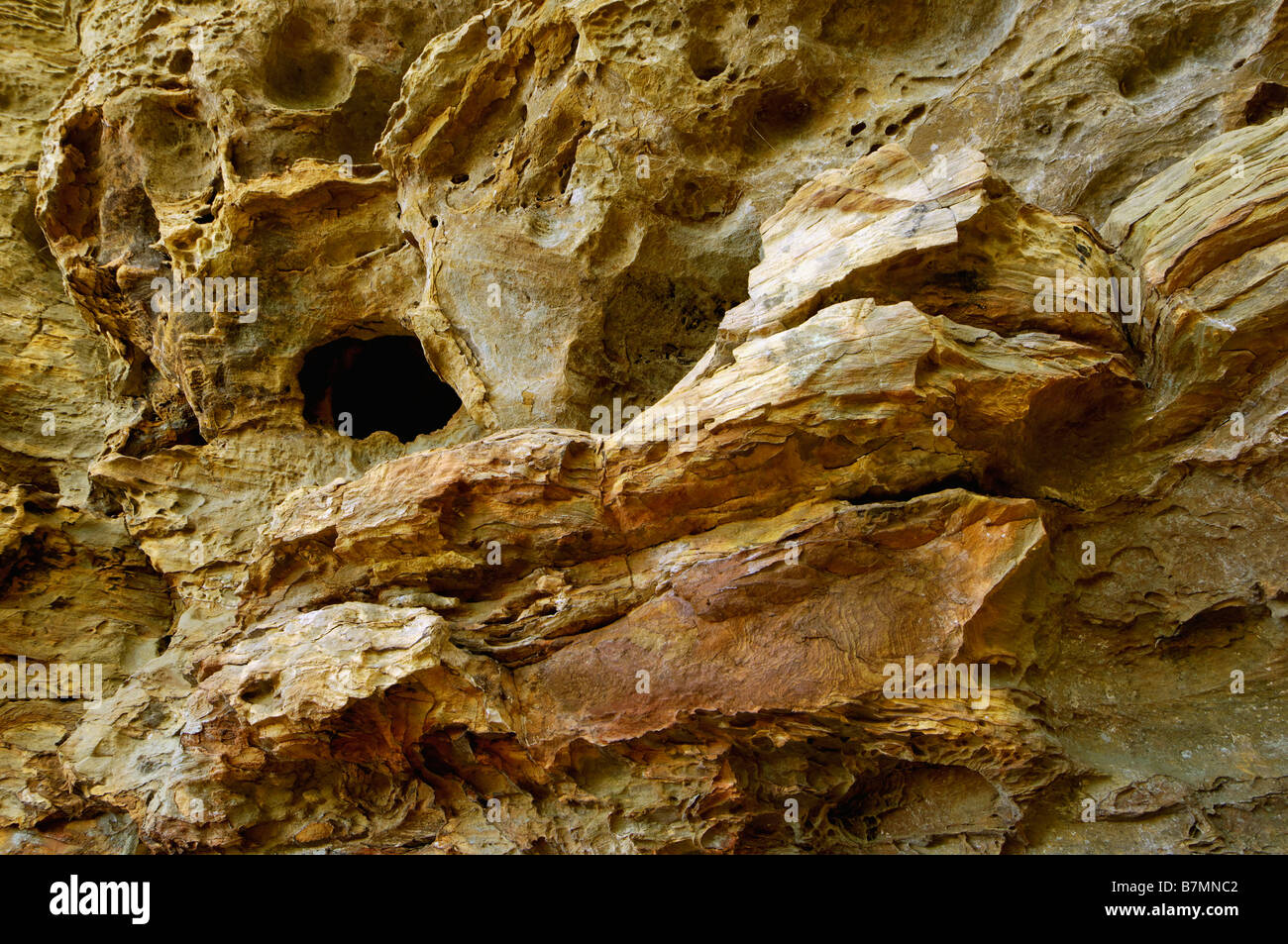 Detail of Sandstone Cliff beside Natural Bridge Arch in Natural Bridge ...