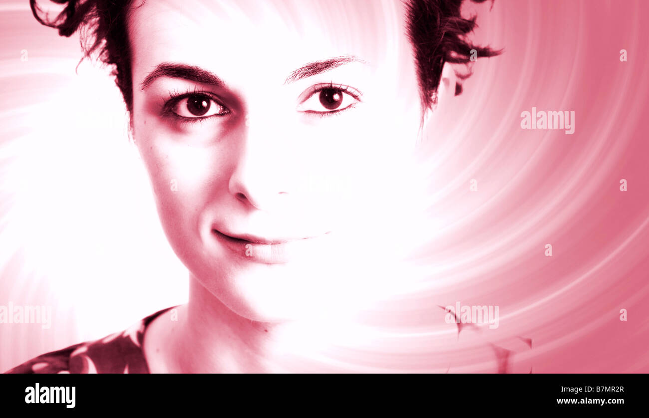 Woman face over ray of light background Stock Photo - Alamy