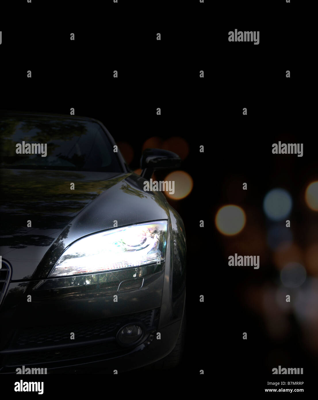 Image of a car viewed from the front on the highway Stock Photo - Alamy