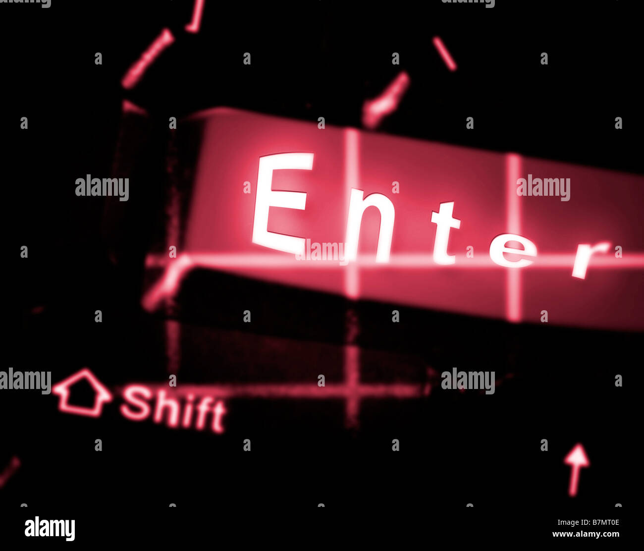 Close-up picture of a computer keyboard - blue key enter Stock Photo ...