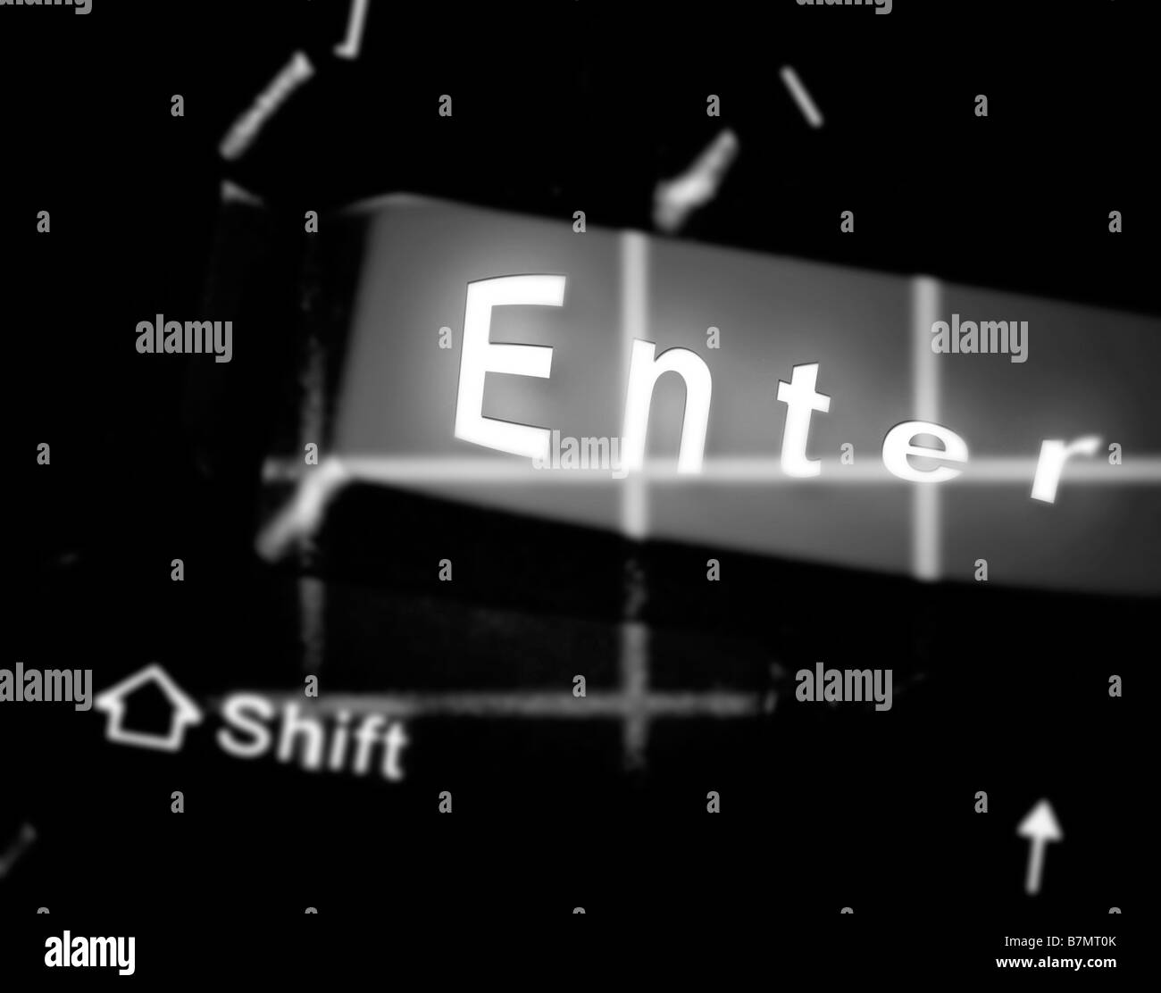 Close-up picture of a computer keyboard - blue key enter Stock Photo ...