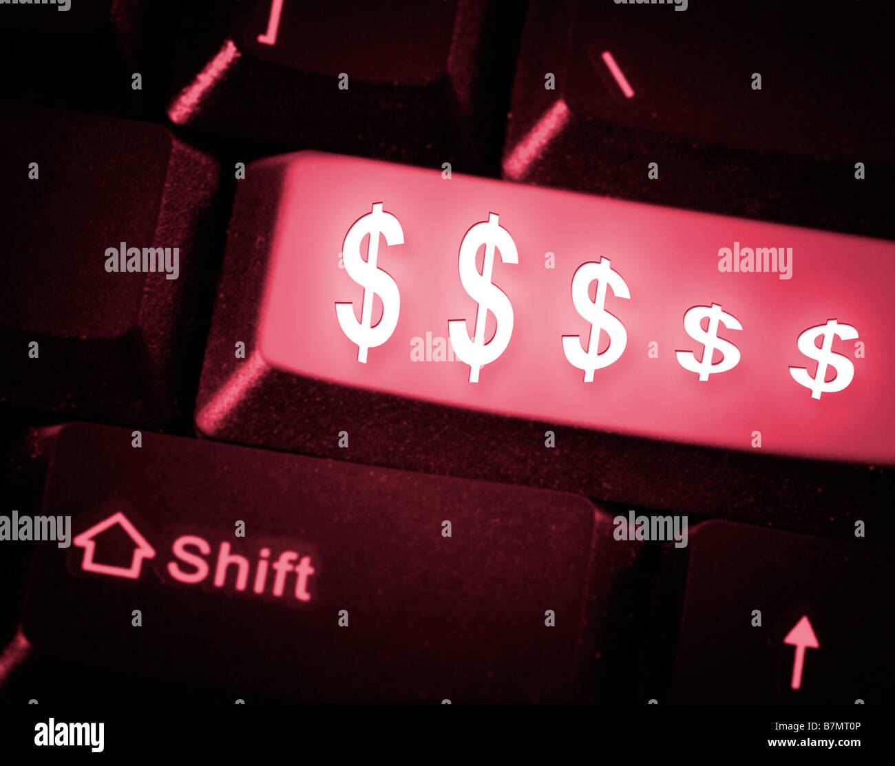 Close-up picture of a computer keyboard - blue key $$$ Stock Photo - Alamy