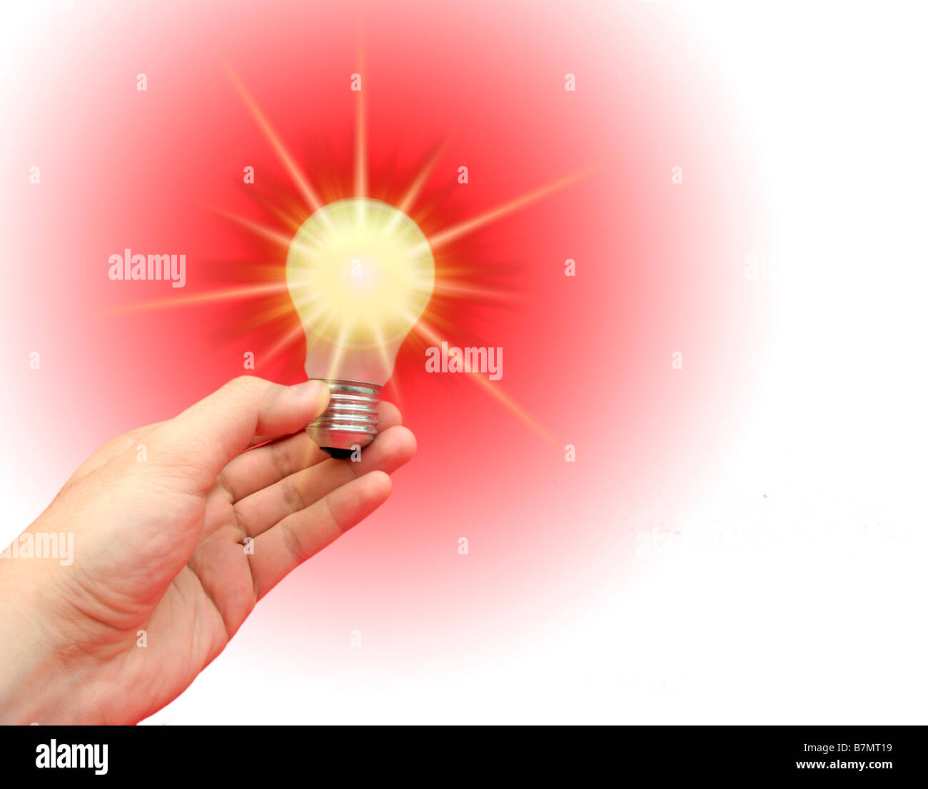 Background with lit lightbulb in a man hand Stock Photo - Alamy