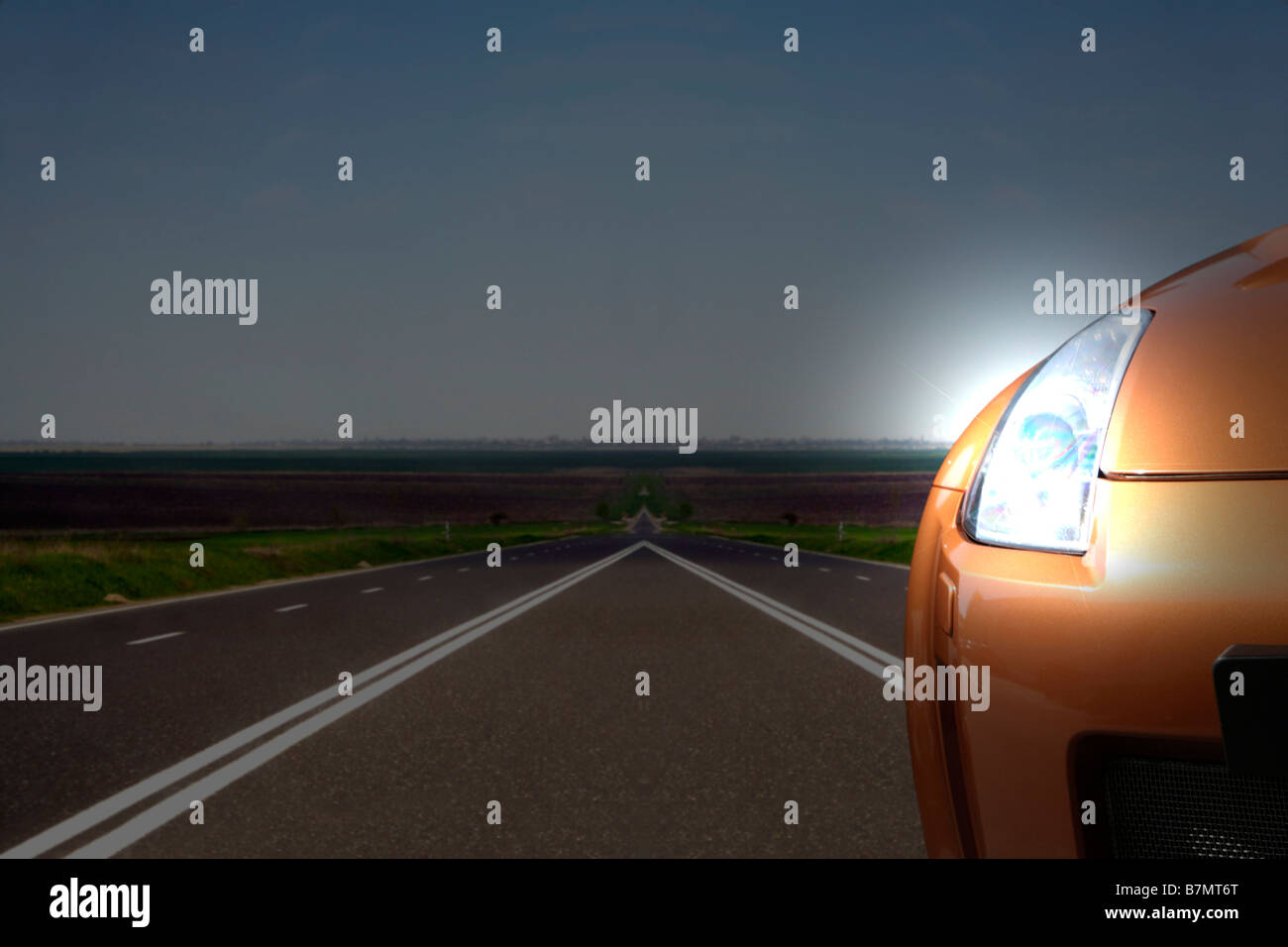 Car view from the front on the road Stock Photo - Alamy