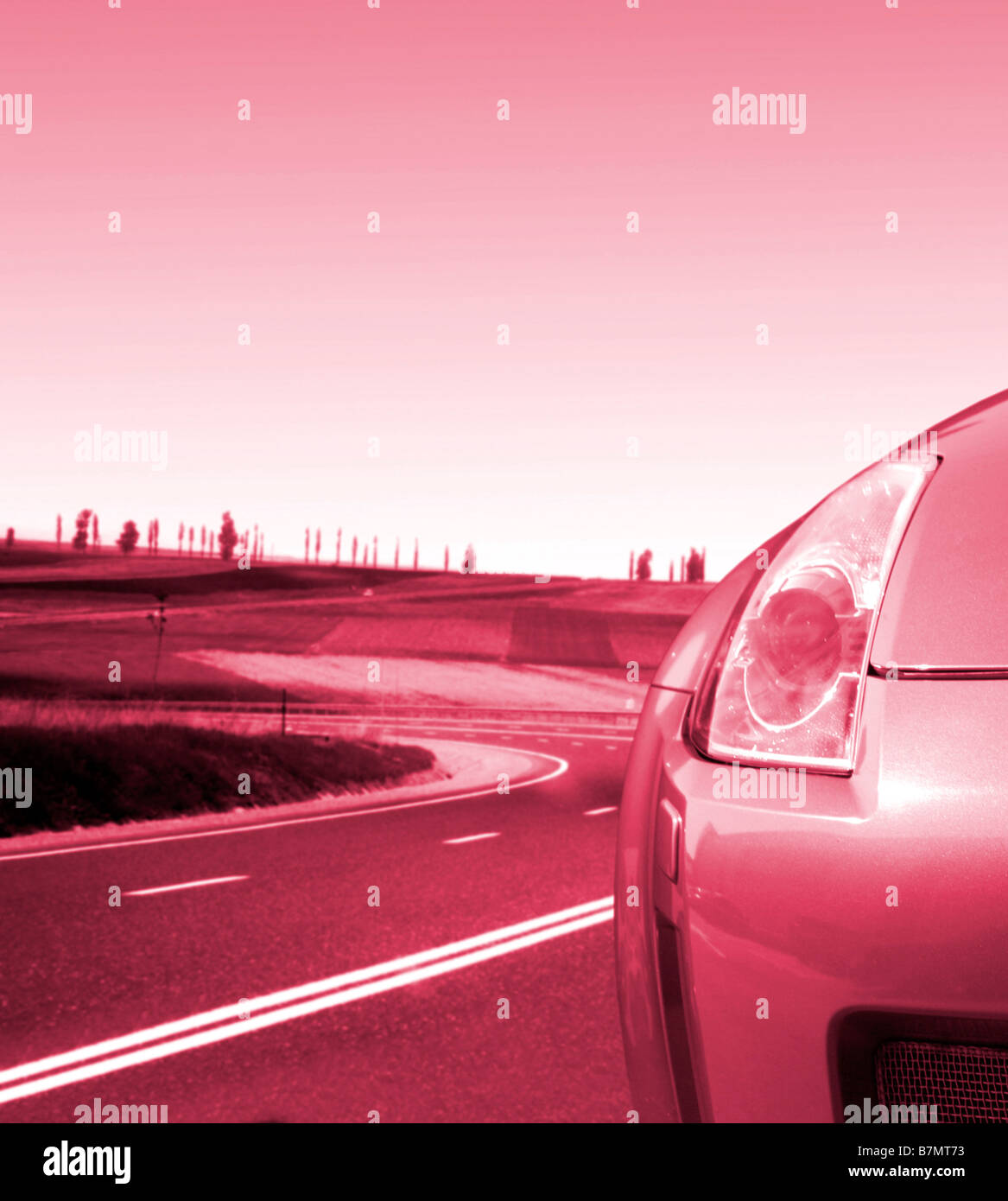 Car view from the front on the road Stock Photo - Alamy