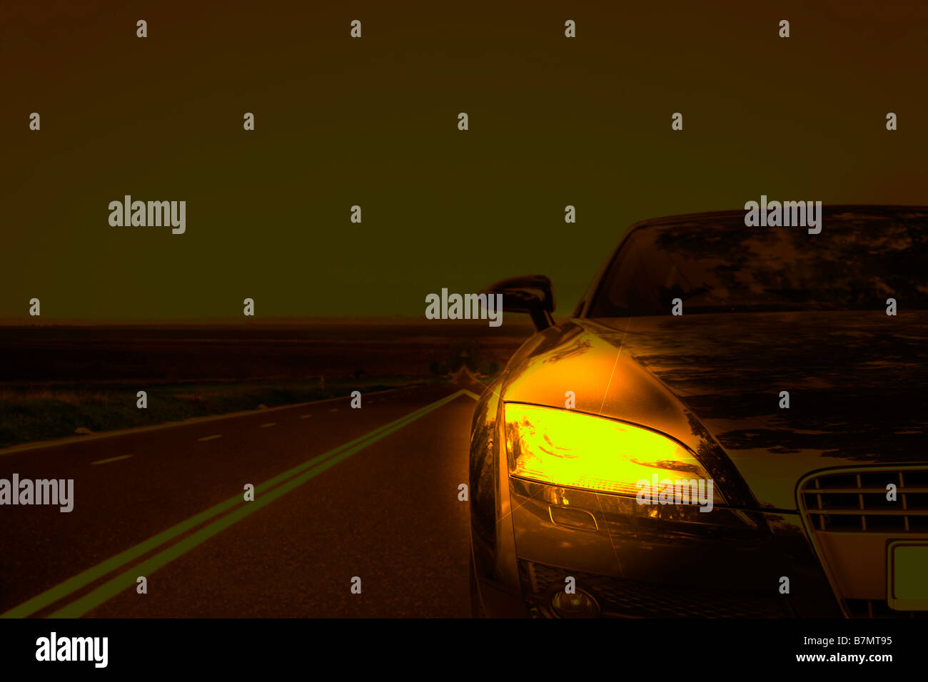 Car view from the front on the road Stock Photo - Alamy