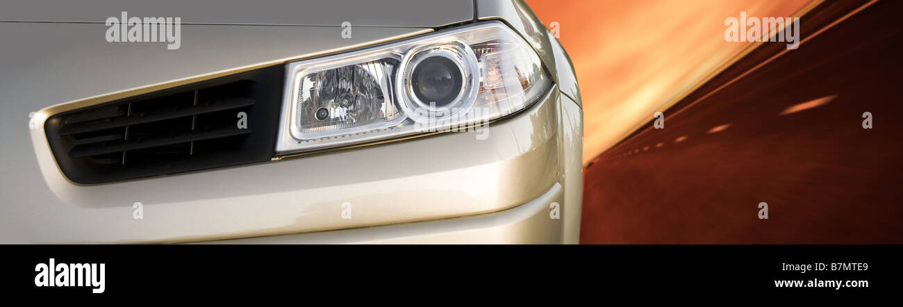 Silver car on the road Stock Photo - Alamy