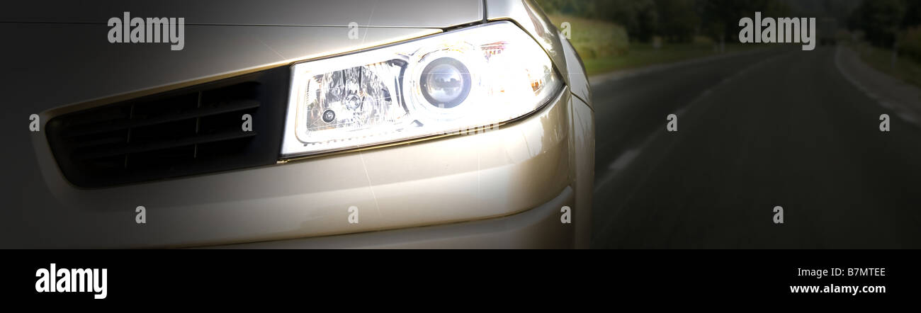 Silver car on the road Stock Photo - Alamy