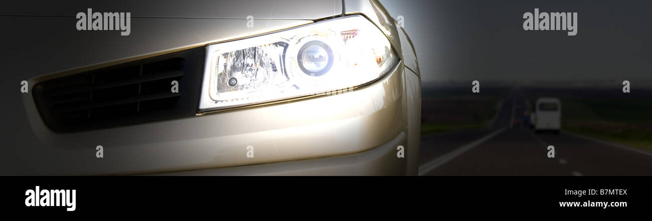Silver car on the road Stock Photo - Alamy