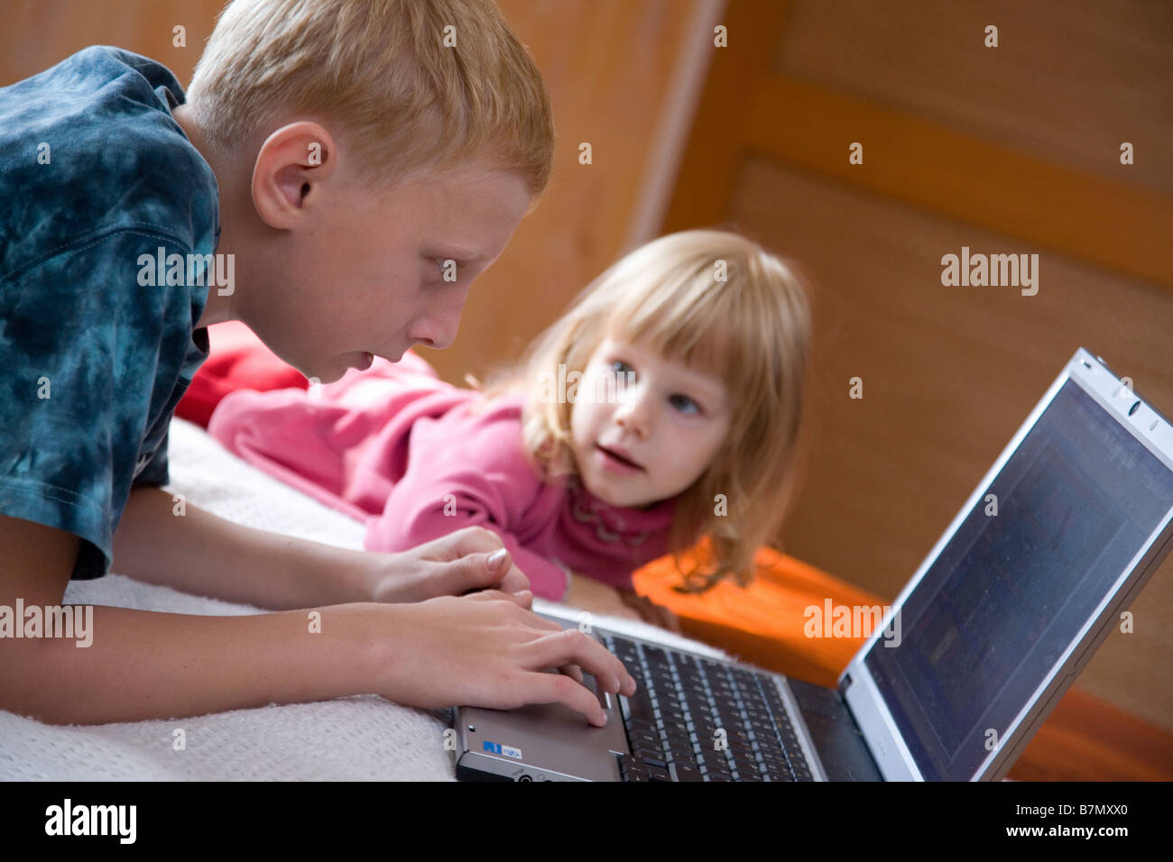 Teenage Boy Using Computer Stock Photo - Alamy
