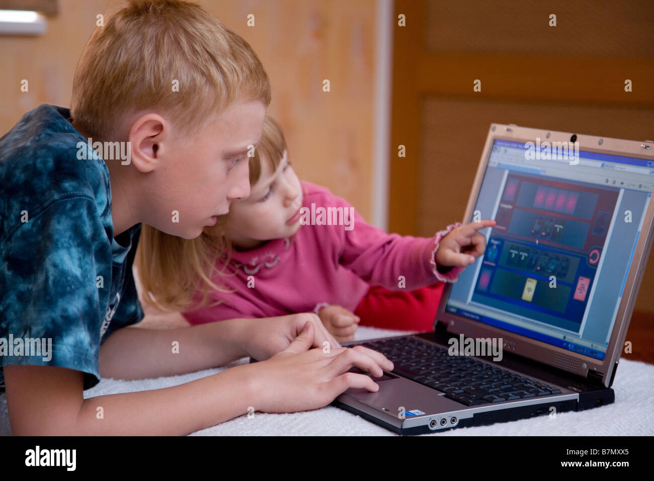 Teenage Boy Using Computer Stock Photo - Alamy