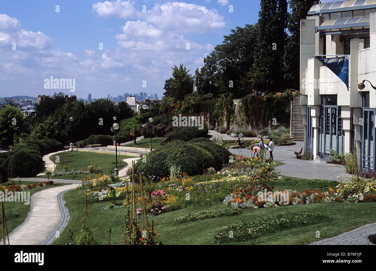 Paris, Parc de Belleville, view westwards from Belvedere towards La ...