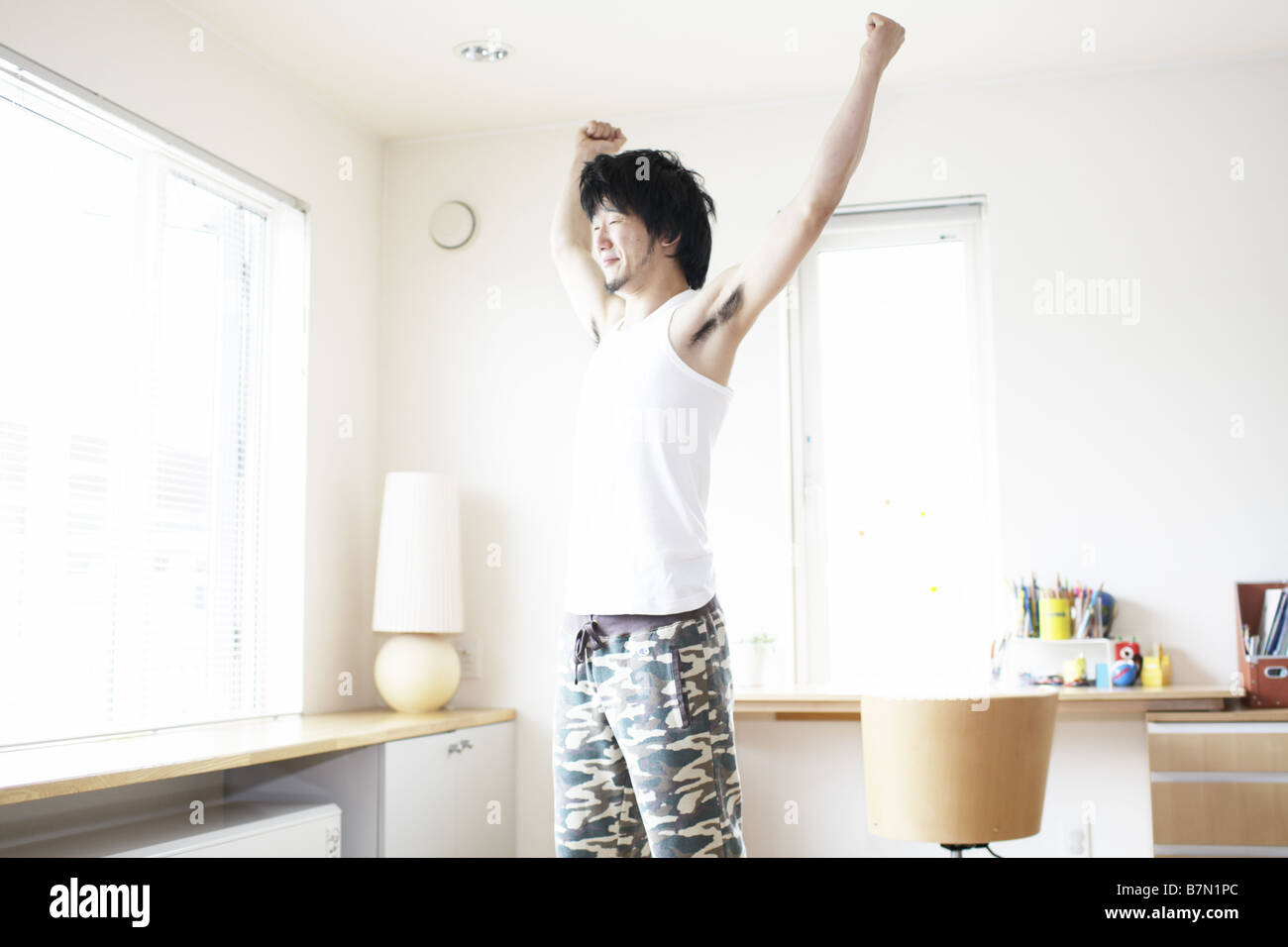Man stretching in the morning hi-res stock photography and images - Alamy