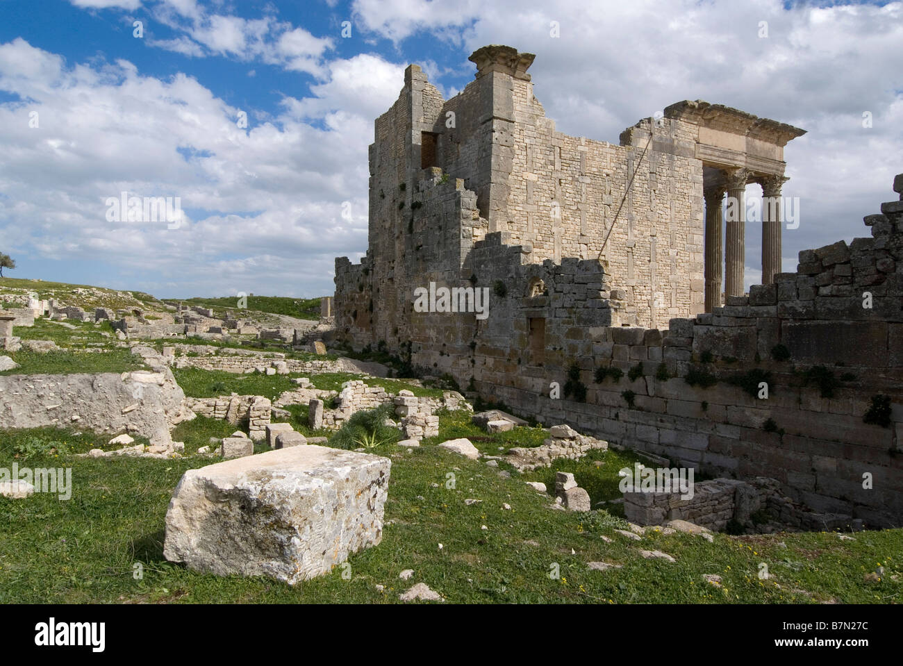 Fortification built at the Byzantine period Roman ruin of Dougga ...