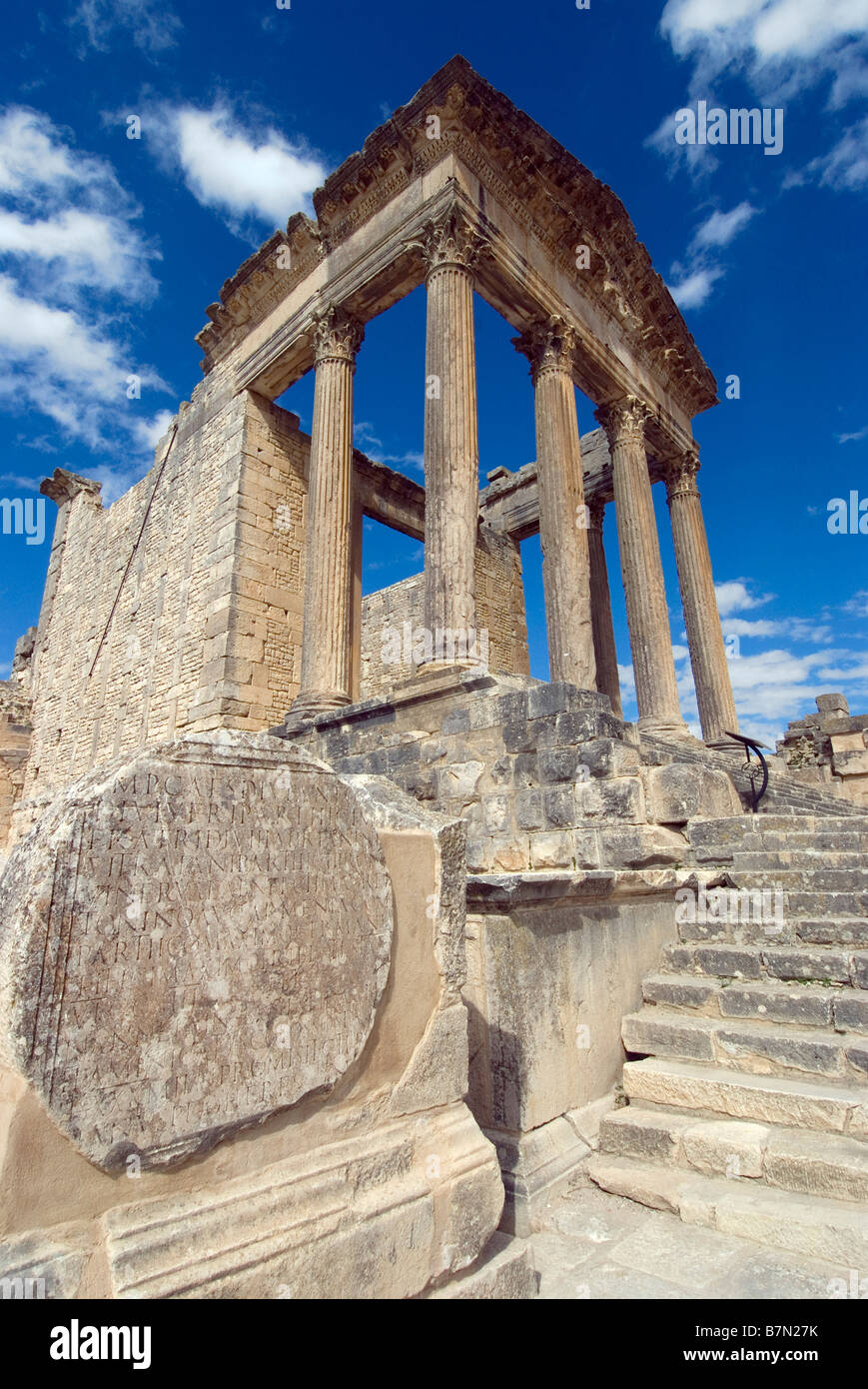 Capitolium Temple to the three main gods Roman ruin of Dougga Tunisia ...