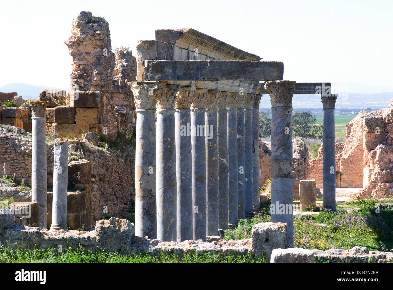 Palaestra gymnasium Roman site of Thuburbo Majus Tunisia Stock Photo ...