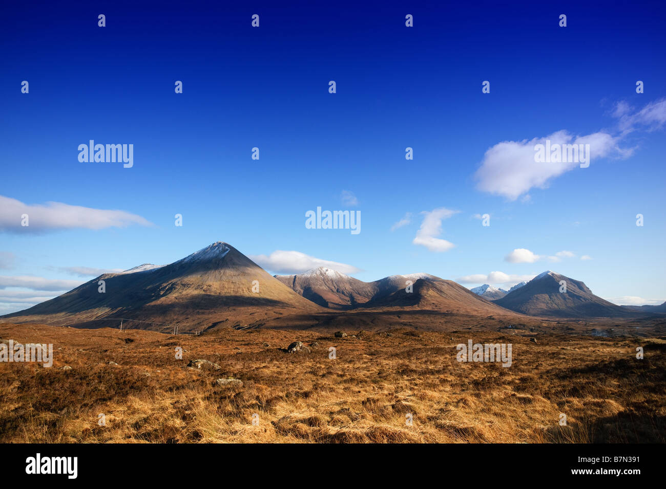 The "Isle of Skye" under clear blue winter skies, Scotland, Great ...