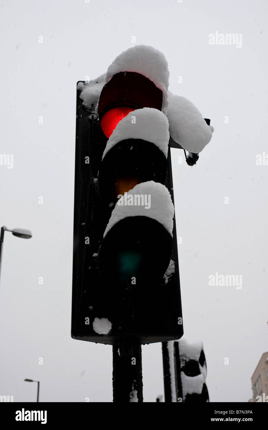snow in London, traffic lights Stock Photo - Alamy