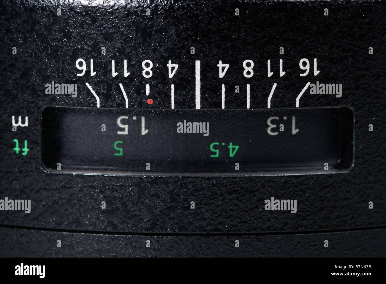 DOF and distance scale on camera lens Stock Photo - Alamy