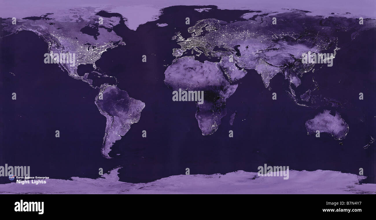 Satellite View of the World showing Electric lights and usage Stock ...