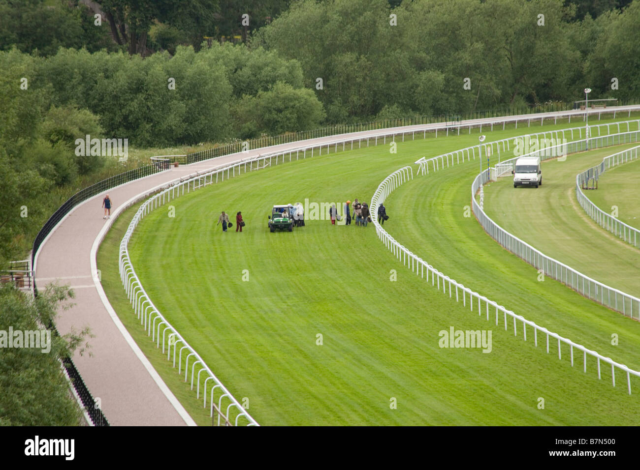 Chester racecourse the Roodee from the Grosvenor Bridge over the River ...