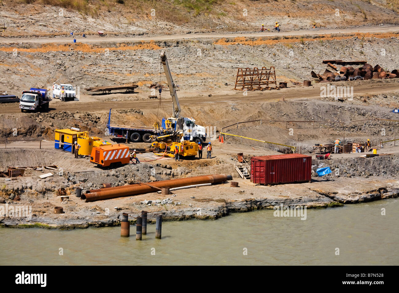 Gaillard Cut Widening Project Panama Canal Panama Central America Stock ...