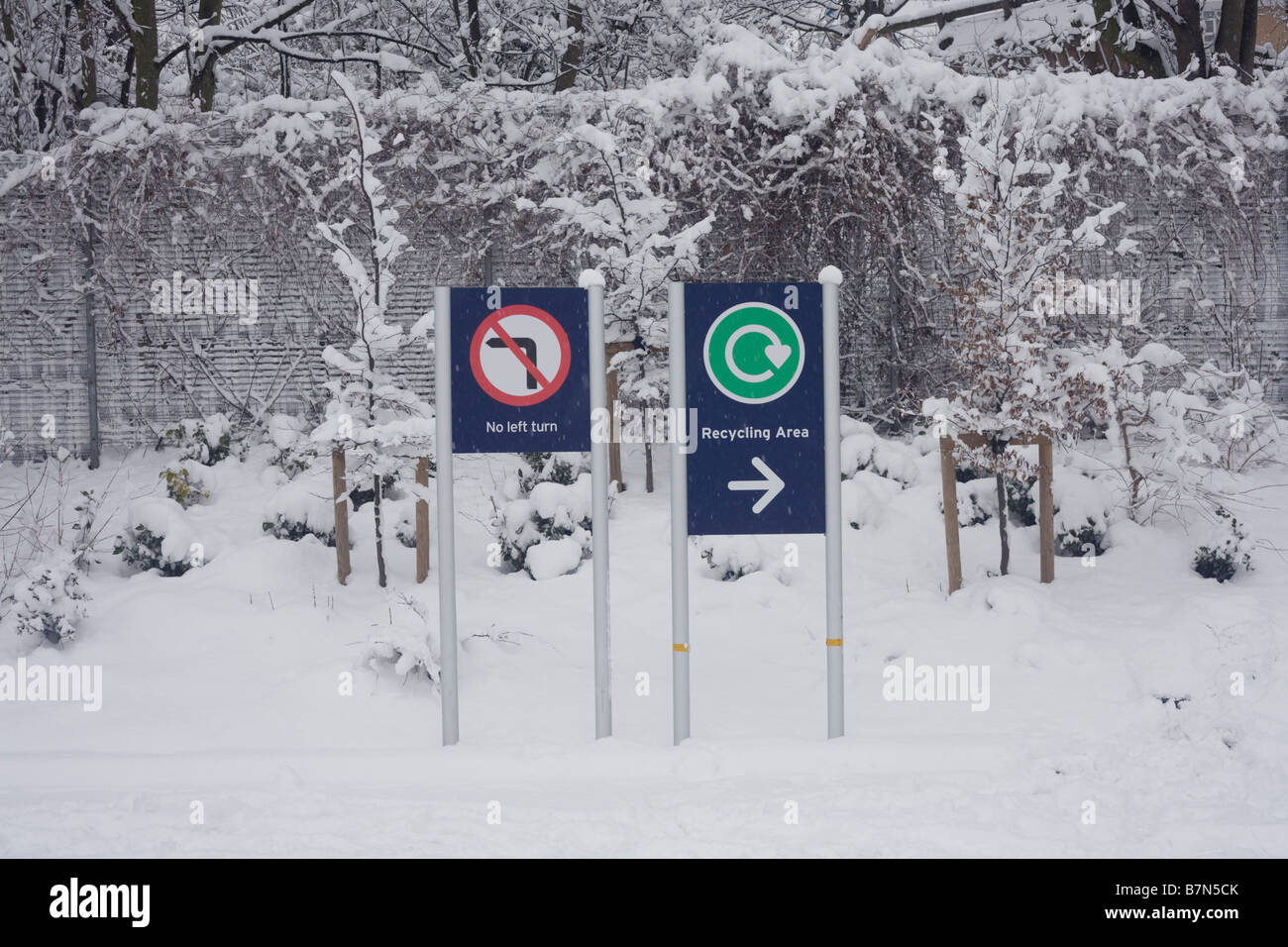 Supermarket signs after unusually heavy snow fall in South London Stock ...