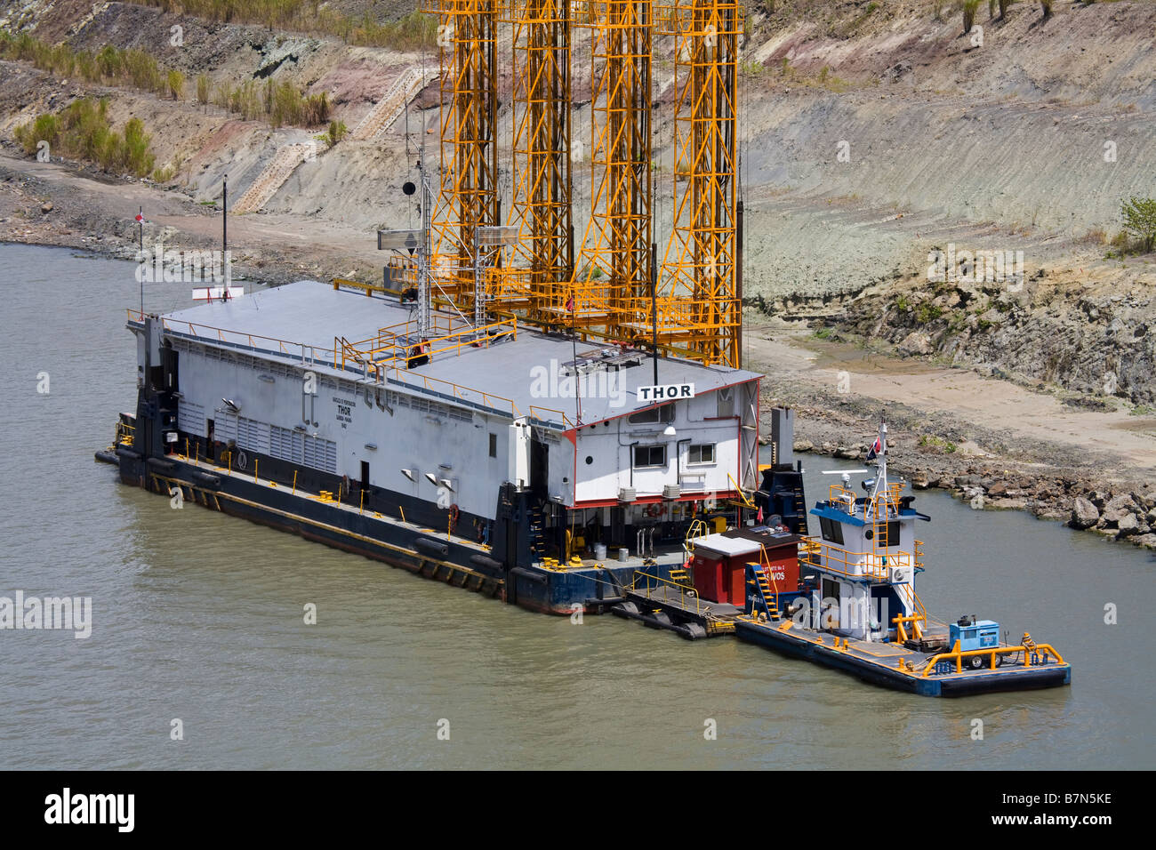 Gaillard Cut Widening Project Panama Canal Panama Central America Stock ...