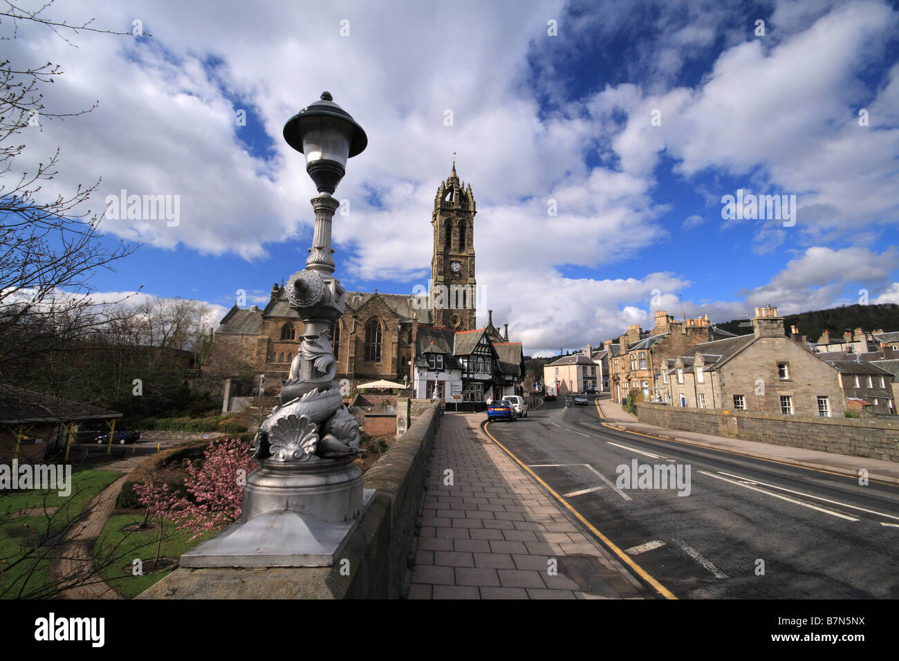 Road Bridge over the River Tweed at Peebles, Borders, Scotland with ...