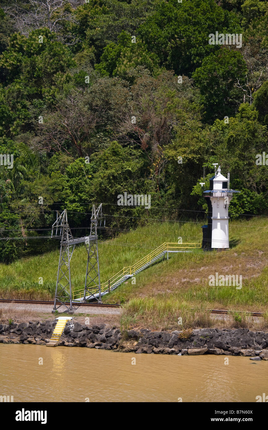 Lighthouse in the Panama Canal Panama Central America Stock Photo - Alamy