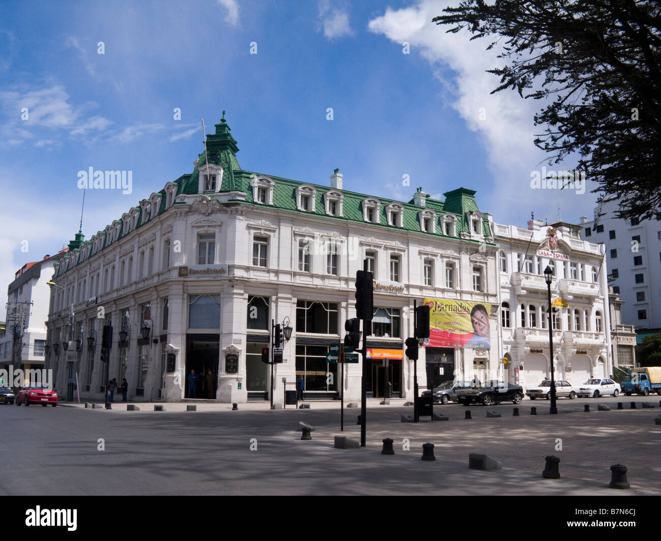 Corner building in Punta Arenas Chile Patagonia South America Stock ...