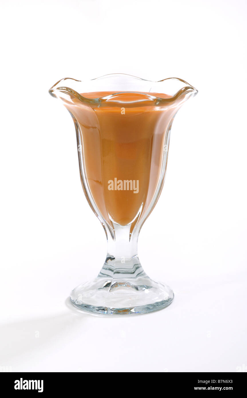 A serving of butterscotch pudding in a glass dish. USA Stock Photo - Alamy